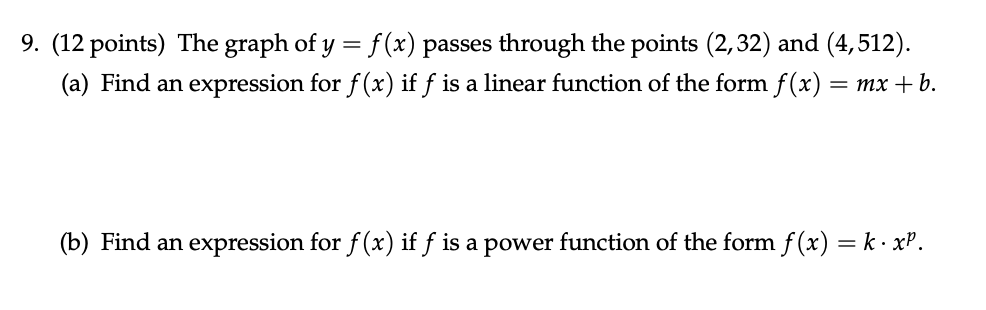 Solved (12 ﻿points) ﻿The graph of y=f(x) ﻿passes through the | Chegg.com