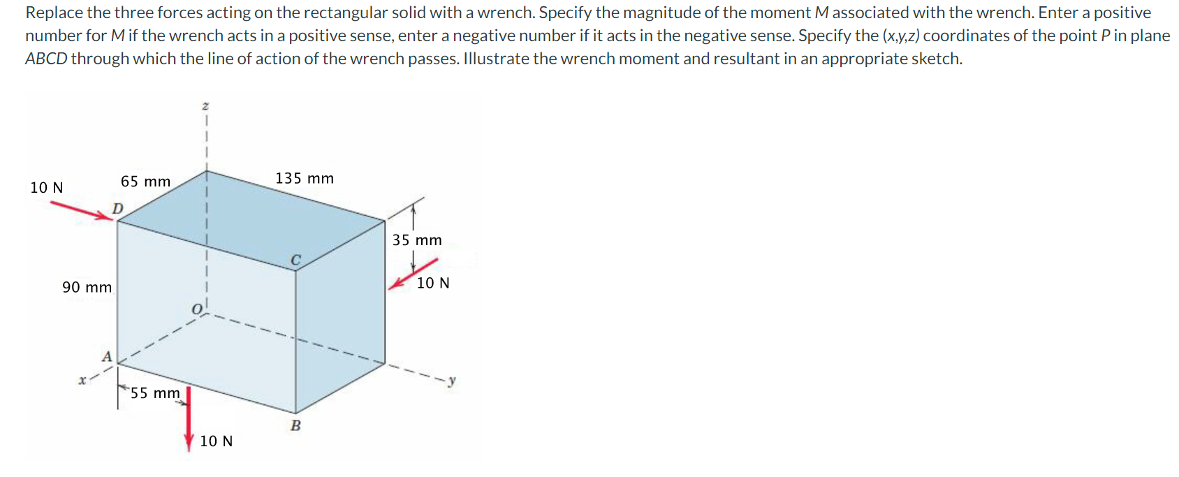 Solved Replace the three forces acting on the rectangular | Chegg.com