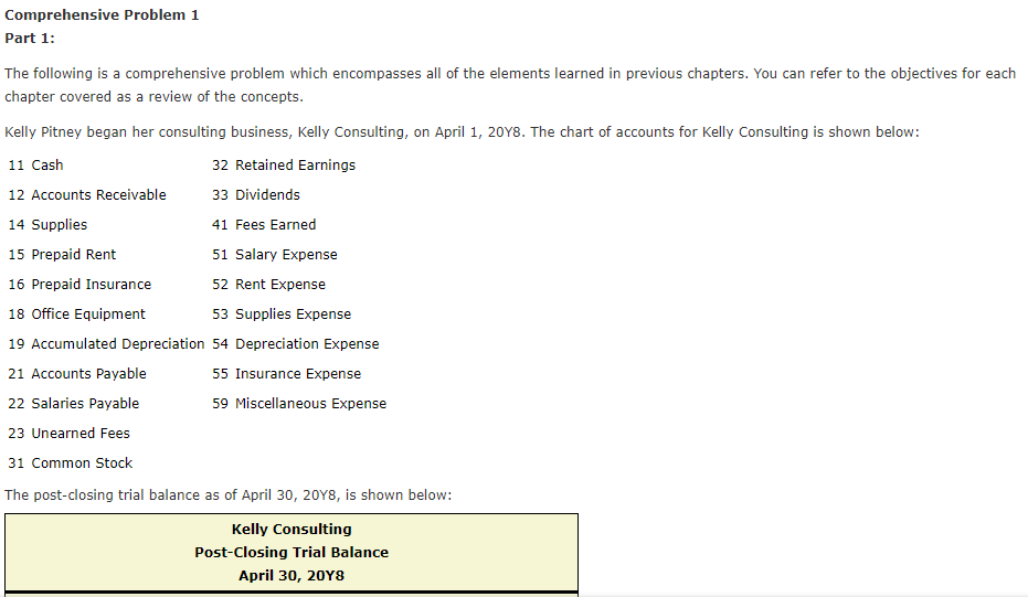 Solved Part 1: The following is a comprehensive problem | Chegg.com