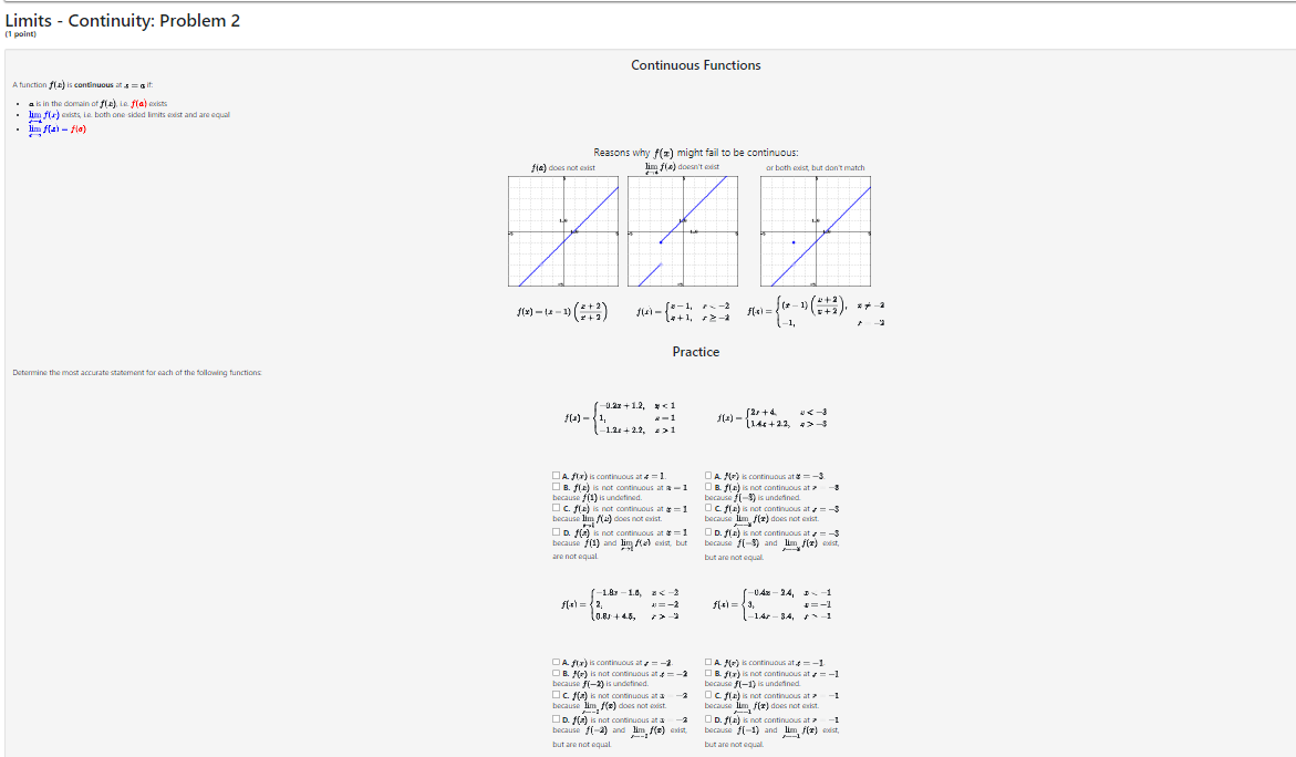 Solved Limits - Continuity: Problem 3 (1 point) | Chegg.com