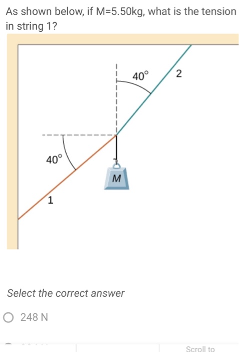 Solved As shown below, if M=5.50kg, what is the tension in | Chegg.com