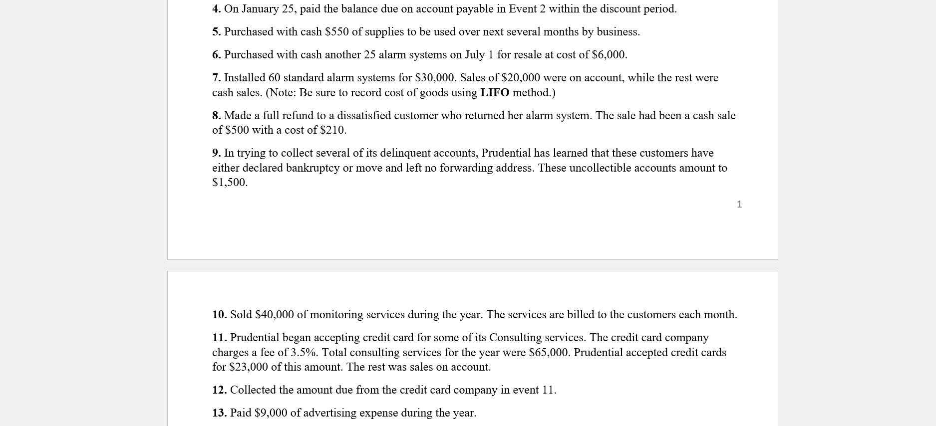 Solved The trail balance of Prudential Security Service as | Chegg.com