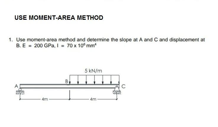 Solved USE MOMENT-AREA METHOD 1. Use moment-area method and | Chegg.com