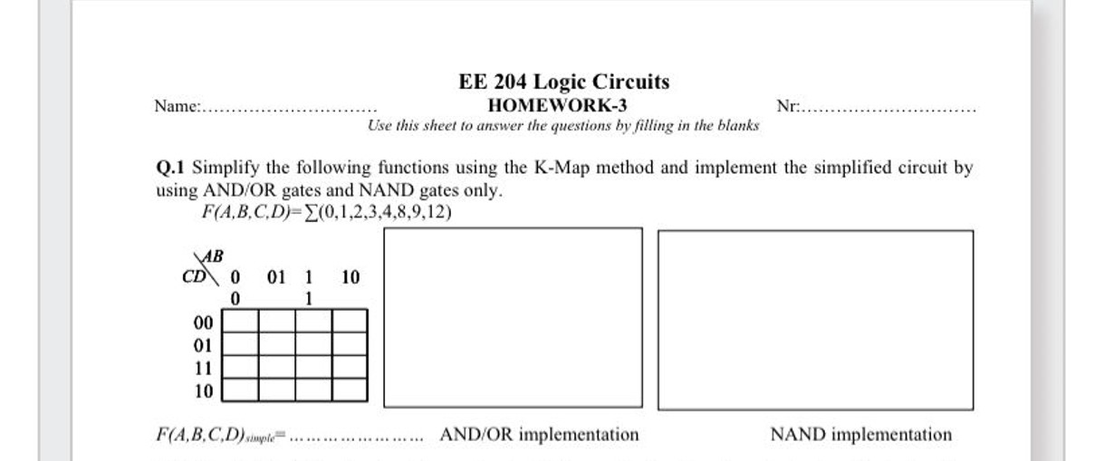 Solved Q.1 Simplify the following functions using the K-Map | Chegg.com
