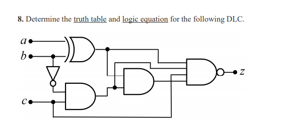 Solved 8. Determine the truth table and logic equation for | Chegg.com