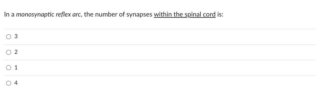 Solved In a monosynaptic reflex arc, the number of synapses | Chegg.com