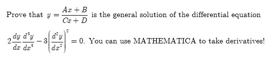 Solved Prove that y=Cx+DAx+B is the general solution of the | Chegg.com