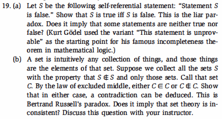 Solved 19. (a) Let S be the following self-referential | Chegg.com