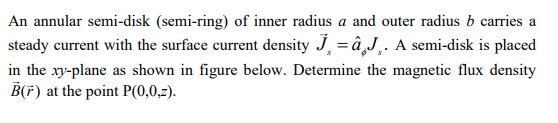 Solved An annular semi-disk (semi-ring) of inner radius a | Chegg.com