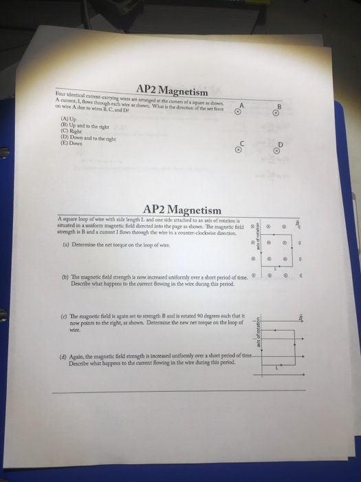 Solved AP2 Magnetism Four identical A curment. I, flows | Chegg.com