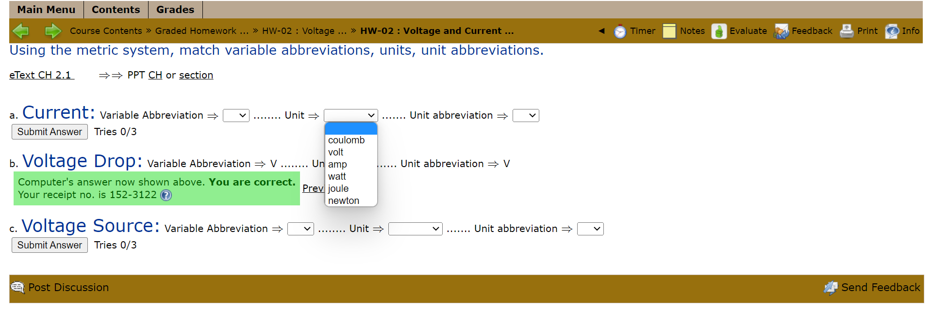 Solved Using the metric system, match variable | Chegg.com