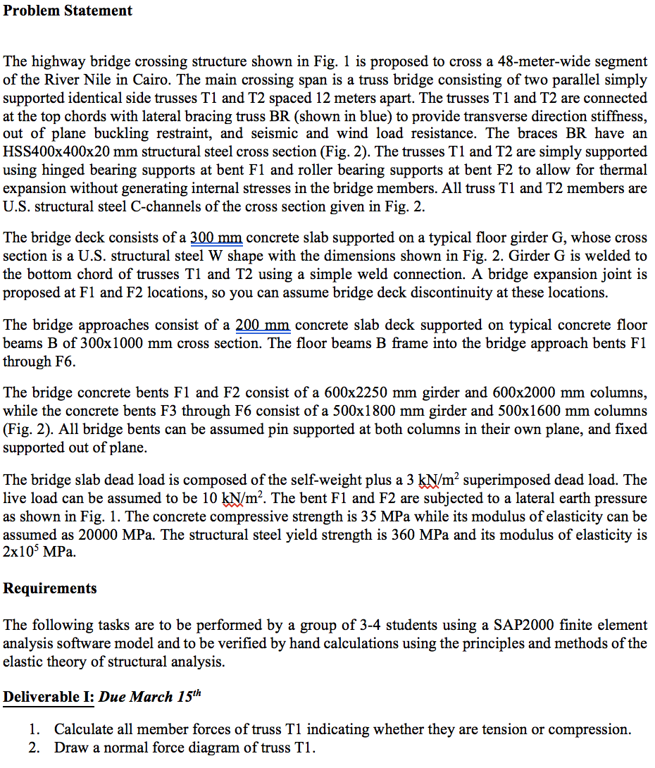 Solved The highway bridge crossing structure shown in Fig. 1 | Chegg.com