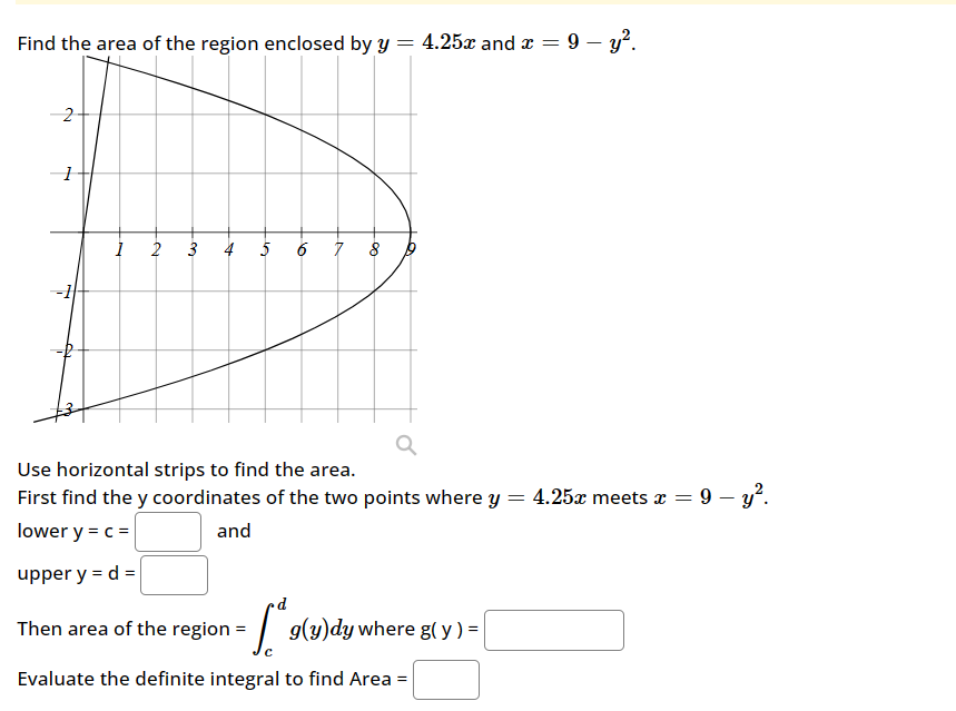 Solved Find the area of the region enclosed by y=4.25x and | Chegg.com