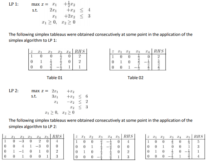 Solved Consider the following two LPs with corresponding | Chegg.com