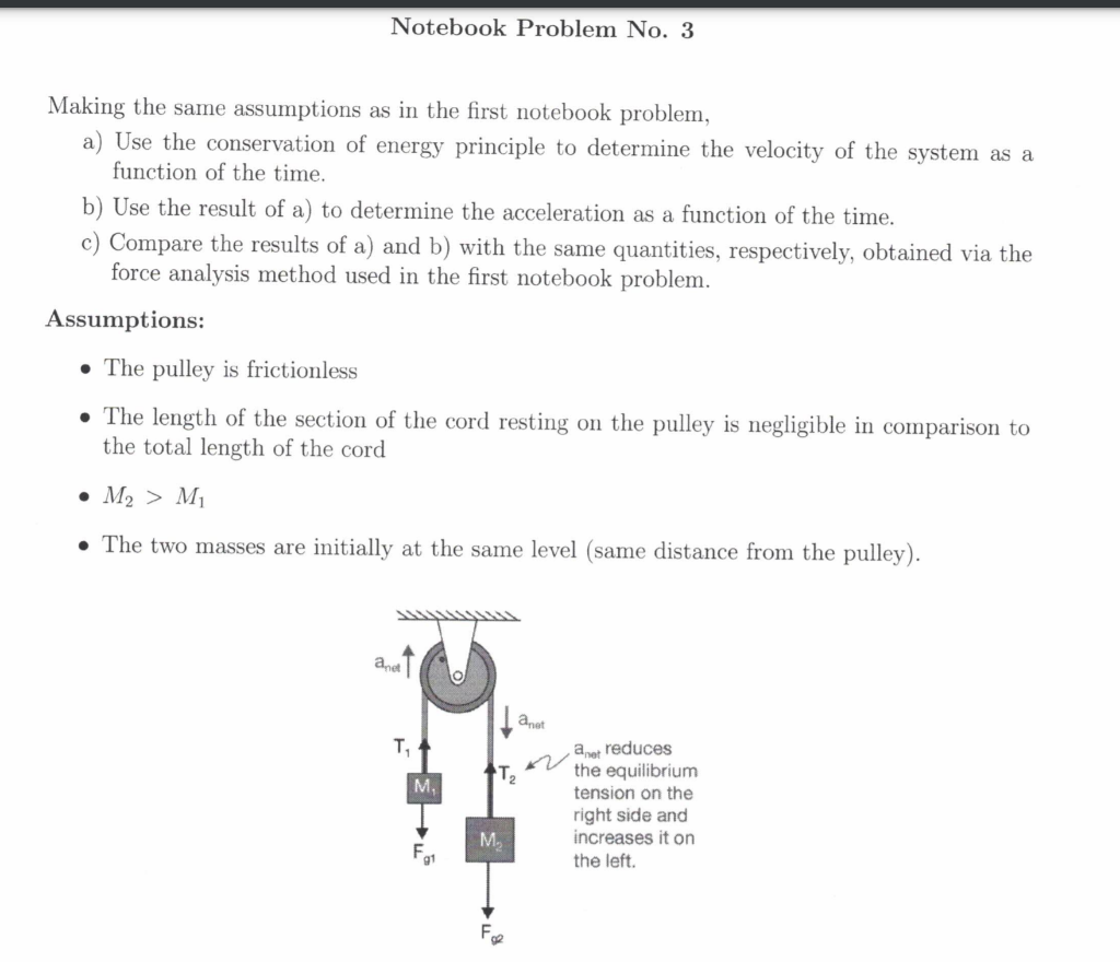 Solved Notebook Problem No. 3 Making the same assumptions as | Chegg.com