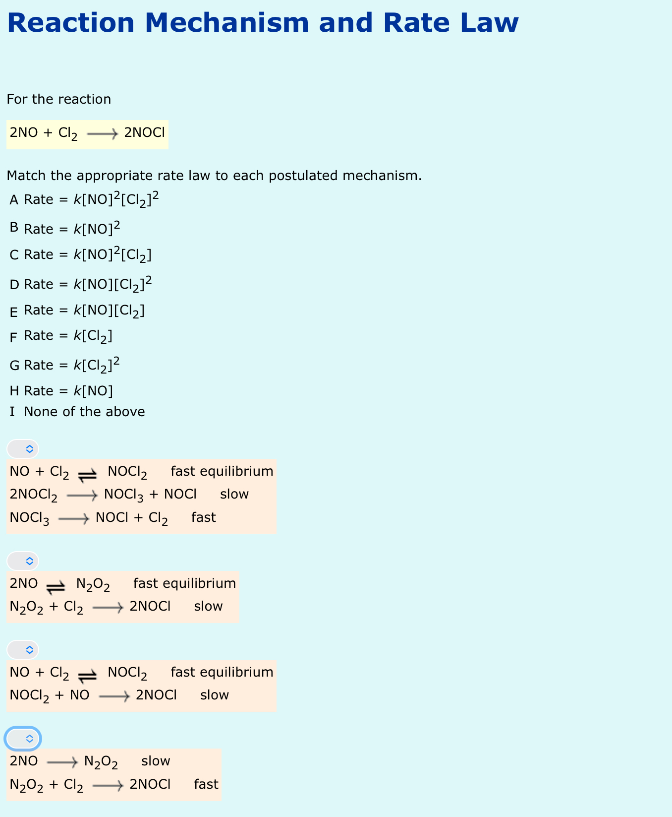 Solved Reaction Mechanism and Rate LawFor the | Chegg.com