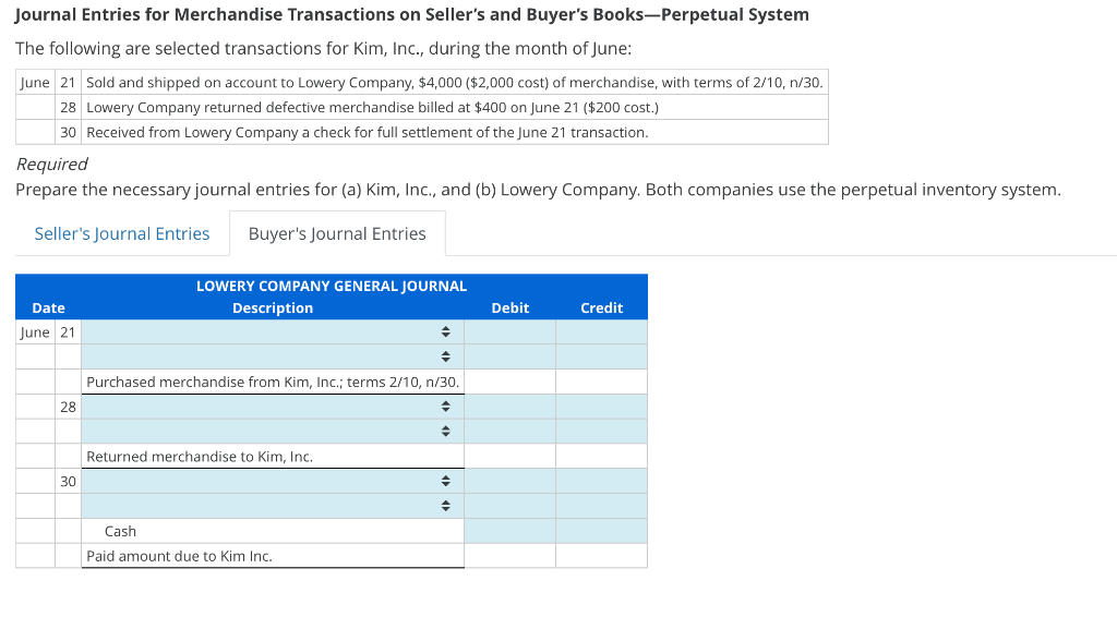 Solved Journal Entries for Merchandise Transactions on | Chegg.com