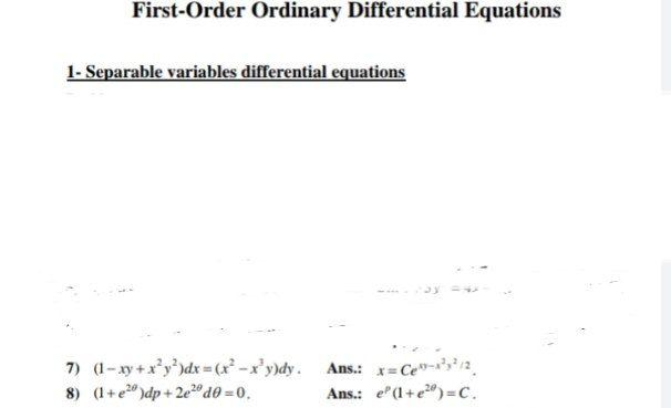 Solved First-Order Ordinary Differential Equations 1- | Chegg.com