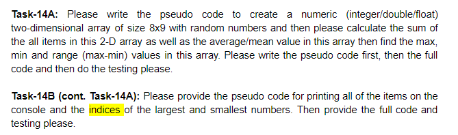 Solved Task-14A: Please write the pseudo code to create a | Chegg.com