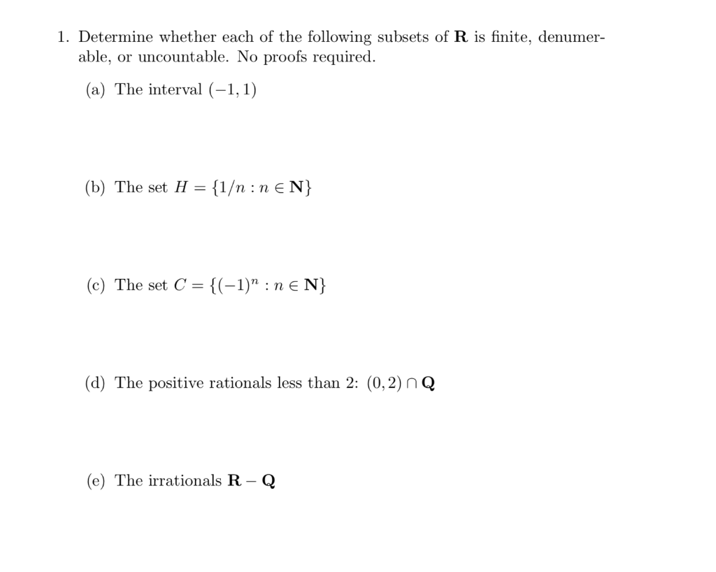 Solved 1. Determine whether each of the following subsets of | Chegg.com