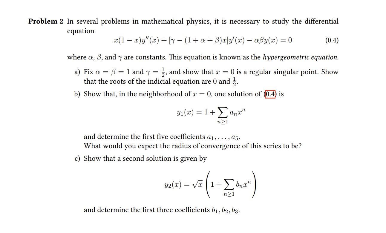 Solved Problem 2 In several problems in mathematical | Chegg.com