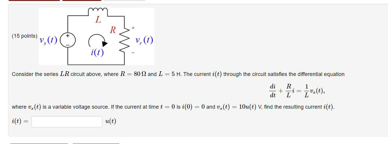 Solved Consider the series LR circuit above, where R=80Ω and | Chegg.com