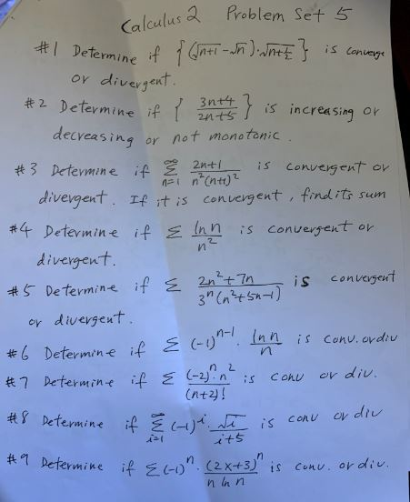 Solved Calculus 2 Problem Set 5 #1 Determine if f (Jntl - | Chegg.com