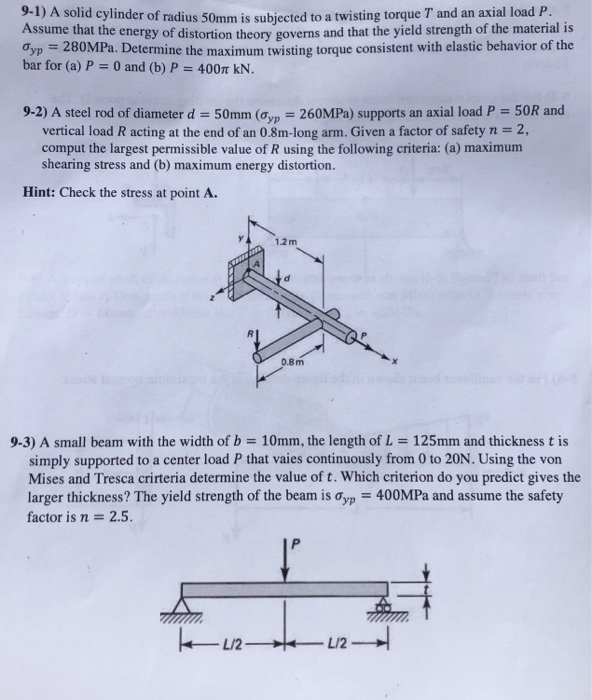 Solved 9-1) A solid cylinder of radius 50mm is subjected | Chegg.com