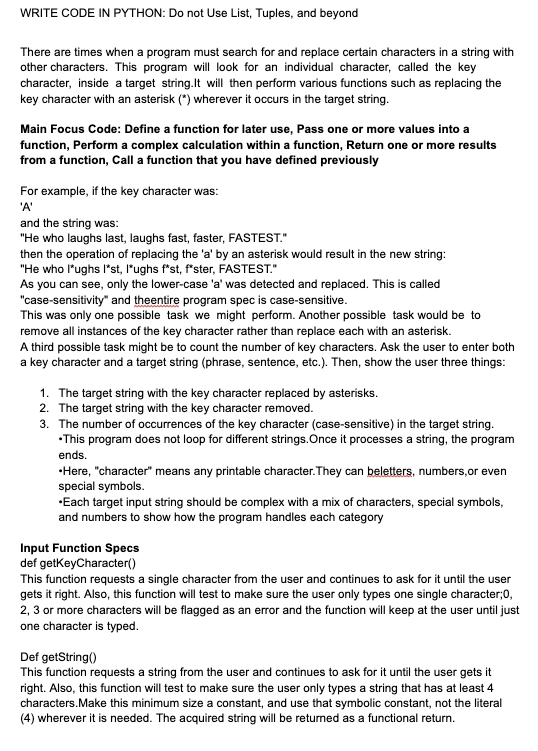 Solved WRITE IN PYTHON: SHOW CODE AND TEST RUNS. DO AS EXACT | Chegg.com
