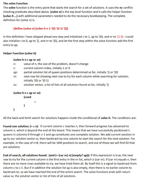 N queens problem in racketI need help with helper | Chegg.com
