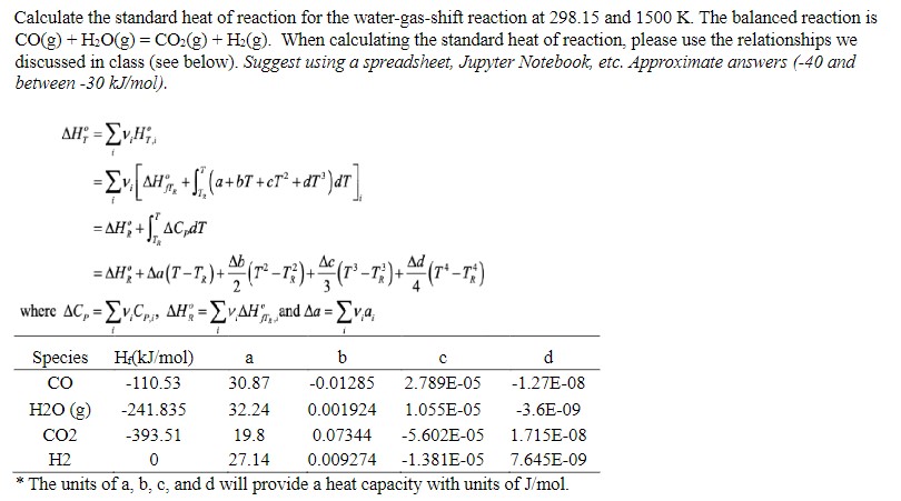 Solved Calculate the standard heat of reaction for the | Chegg.com