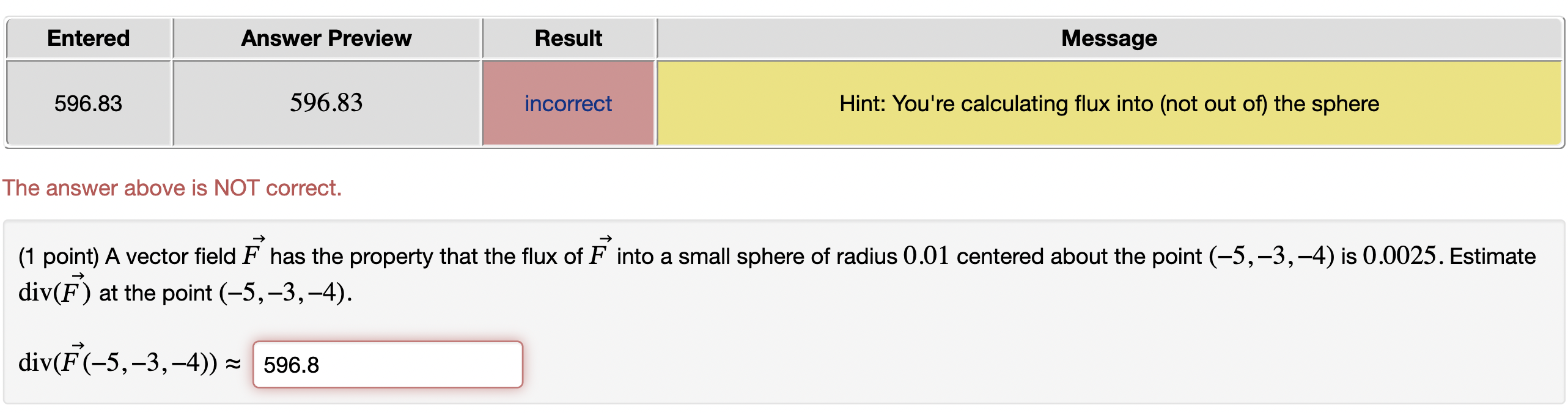 Solved The answer above is ﻿NOT correct.(1 ﻿point) ﻿A vector | Chegg.com