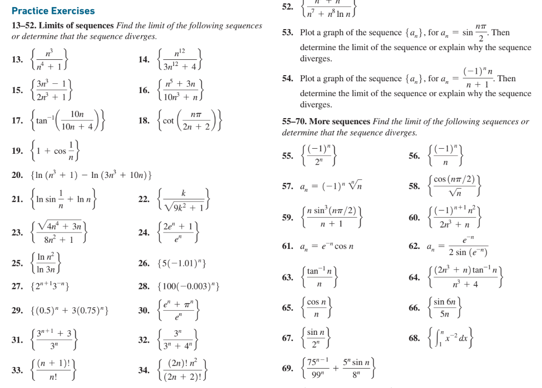 Solved 52. n? + n Inn Practice Exercises 13–52. Limits of | Chegg.com
