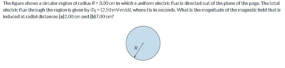Solved The figure shows a circular region of radius R = 3.00 | Chegg.com