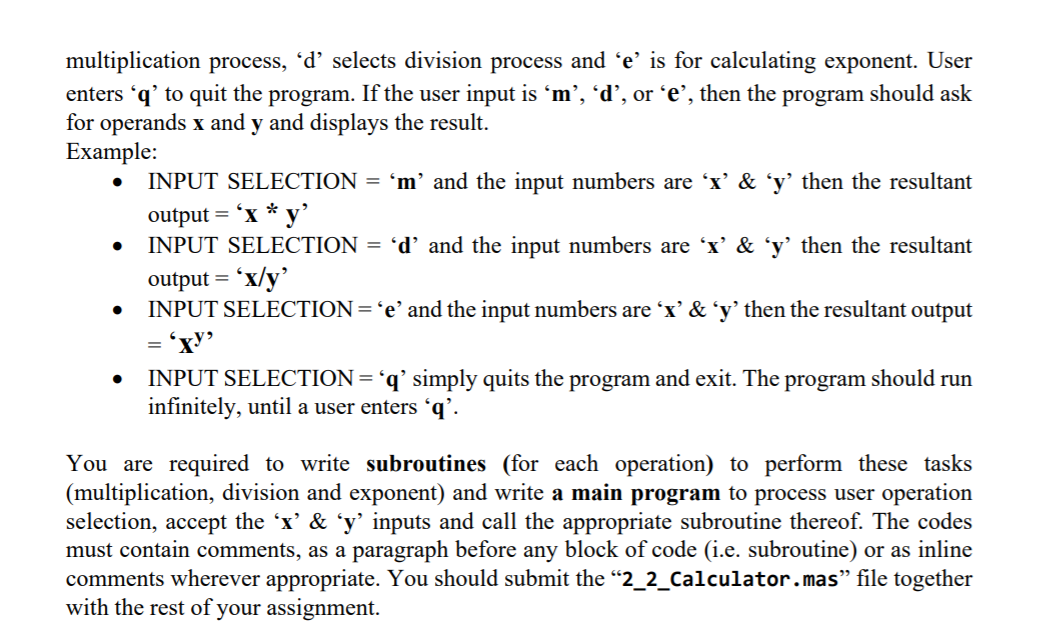 2.2 A three function Calculator in MARIE (25 marks) | Chegg.com