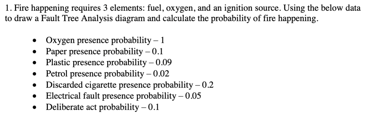 Solved 1. Fire happening requires 3 elements: fuel, oxygen, | Chegg.com