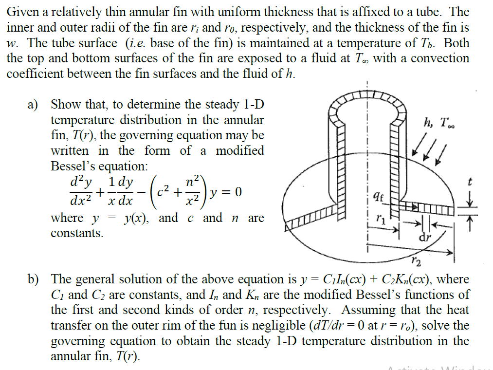 Solved Given a relatively thin annular fin with uniform | Chegg.com