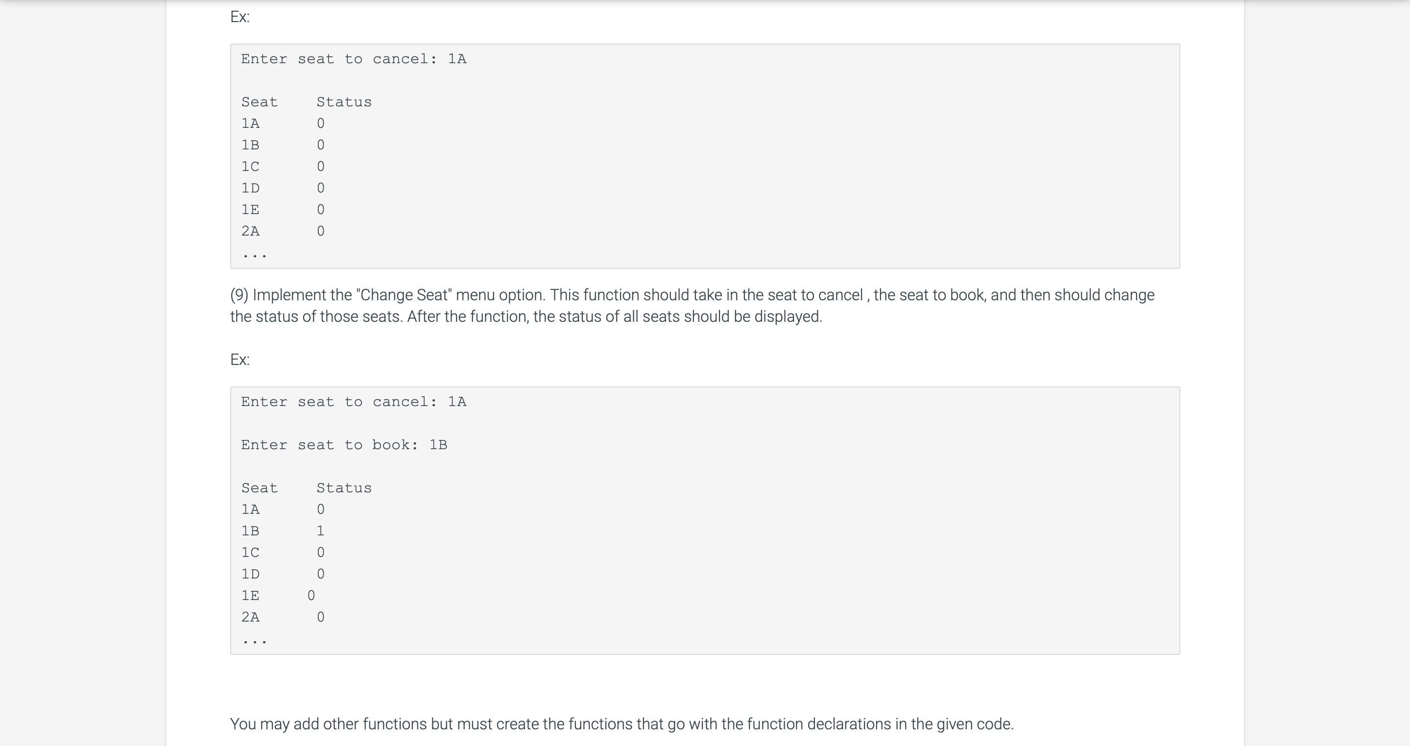 Solved 10.7 PROGRAM 2: Airline Seat Booking Program Part 1: | Chegg.com
