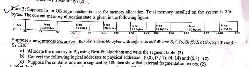 Solved Part 2: Suppose in an OS segmentation is used for | Chegg.com