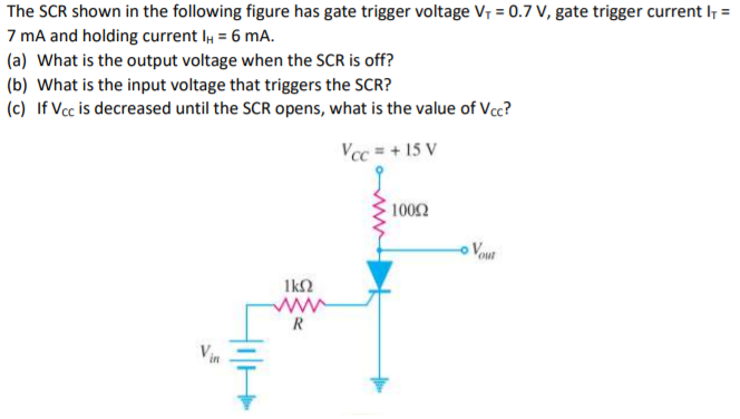 Solved The SCR shown in the following figure has gate | Chegg.com