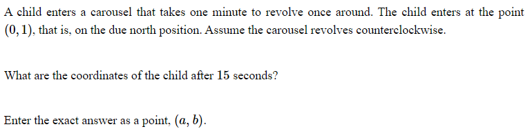 Solved A child enters a carousel that takes one minute to | Chegg.com