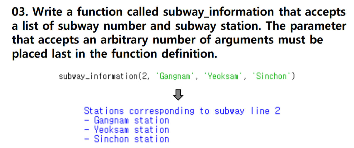Solved 03. Write a function called subway_information that | Chegg.com