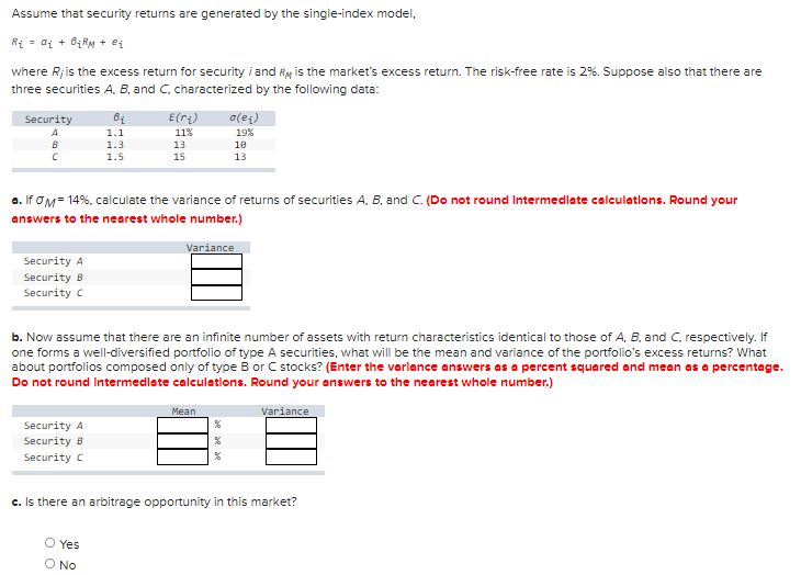 Solved Assume that security returns are generated by the | Chegg.com