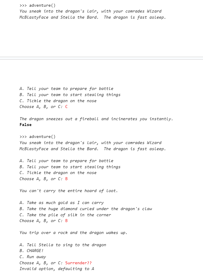 Solved Problem D. (10 points) Text Adventure Game Using the | Chegg.com