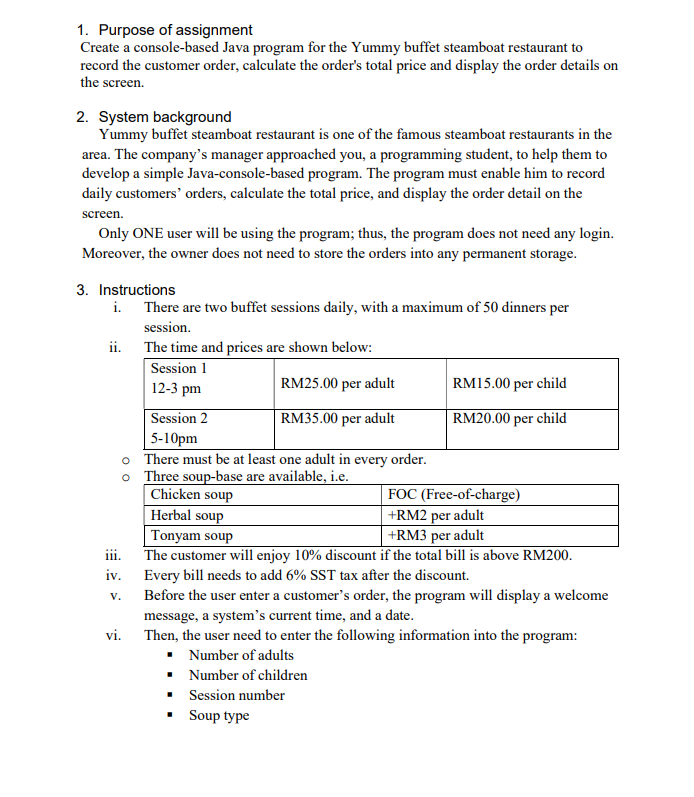 1. Purpose of assignment Create a console-based Java | Chegg.com