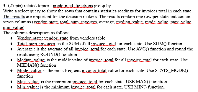 Solved INVOICES - INVOICE_ID VENDOR_ID INVOICE_NUMBER | Chegg.com