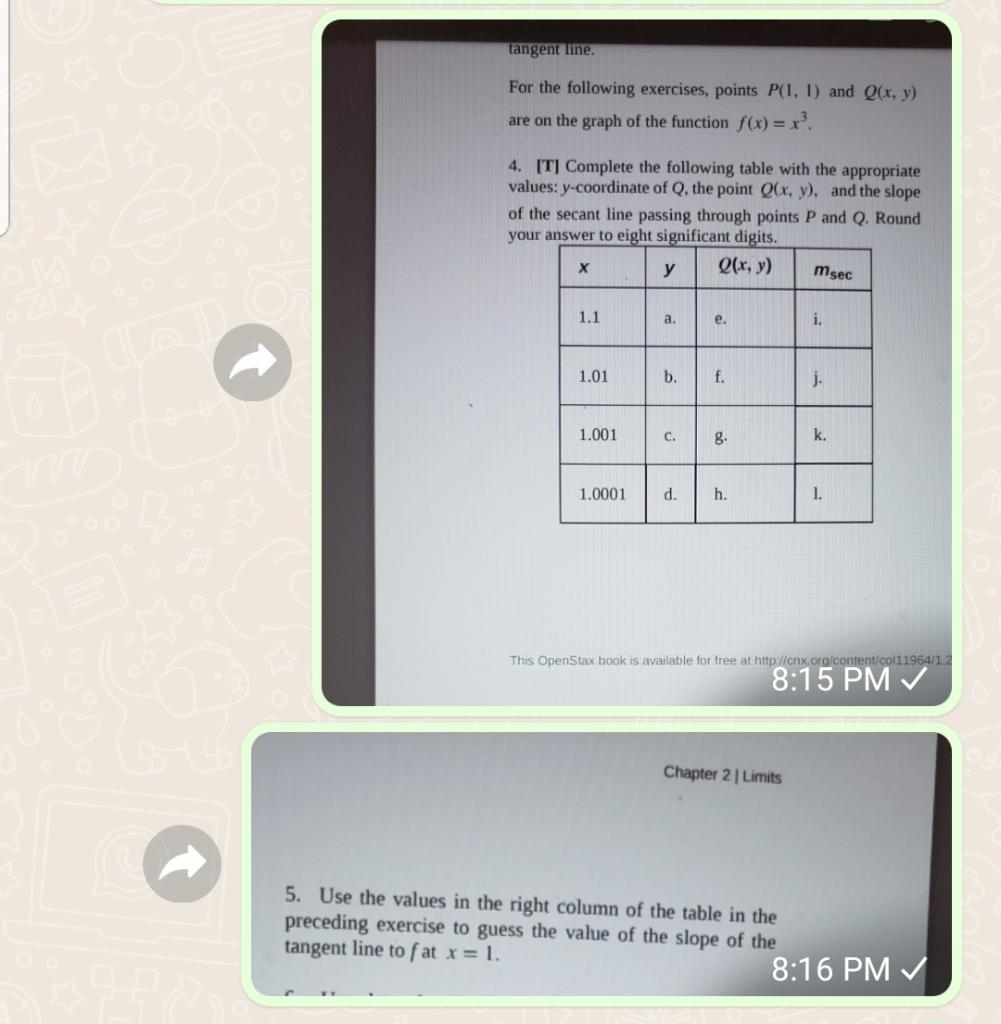 Solved tangent line. For the following exercises, points | Chegg.com