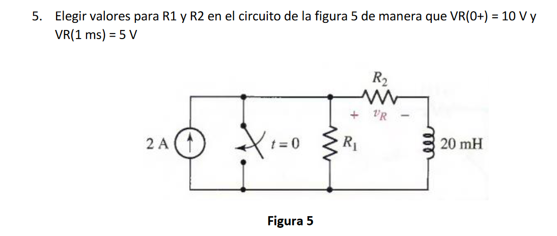 Solved 5. Elegir valores para R1 y R2 en el circuito de la | Chegg.com
