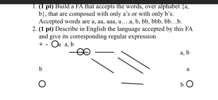Solved t) Build a FA that accepts the words, over alphabet | Chegg.com
