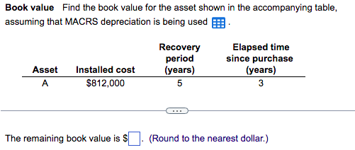 Solved Book value Find the book value for the asset shown in | Chegg.com